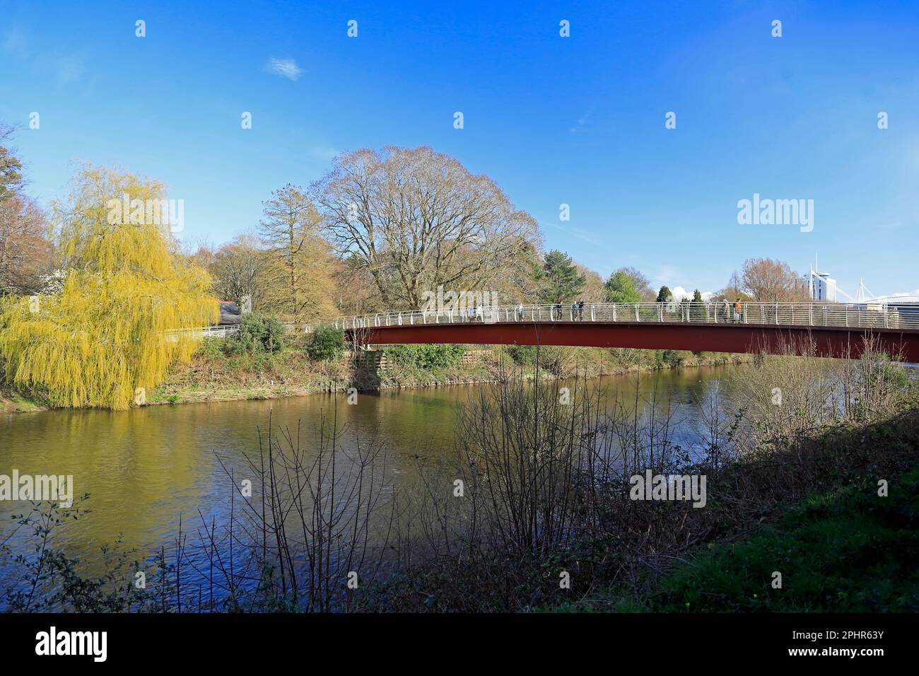 Millennium Bridge,across the river Taff from Sophia Gardens to Castle ...