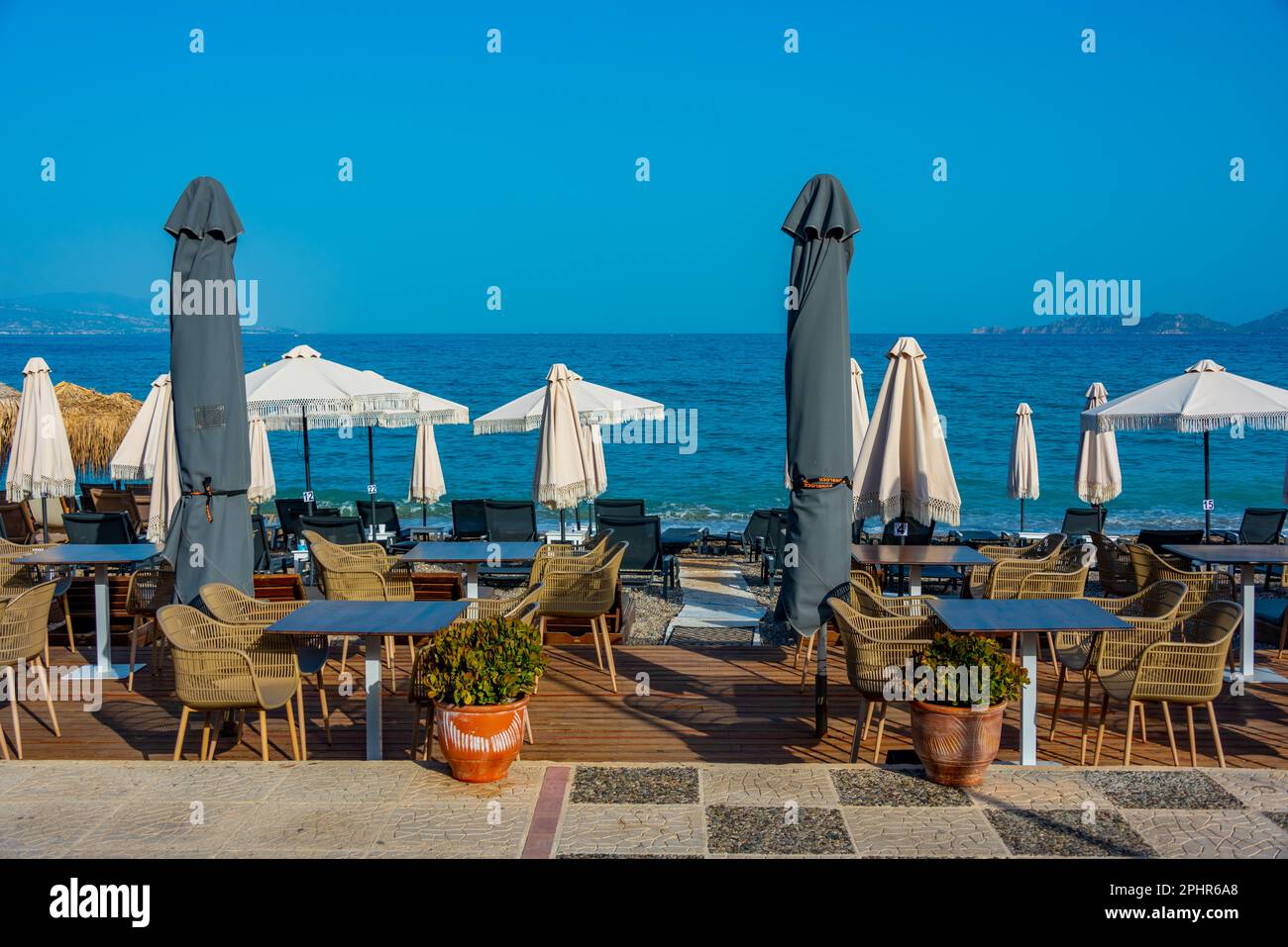 View of a beach in Corinth, Greece Stock Photo - Alamy