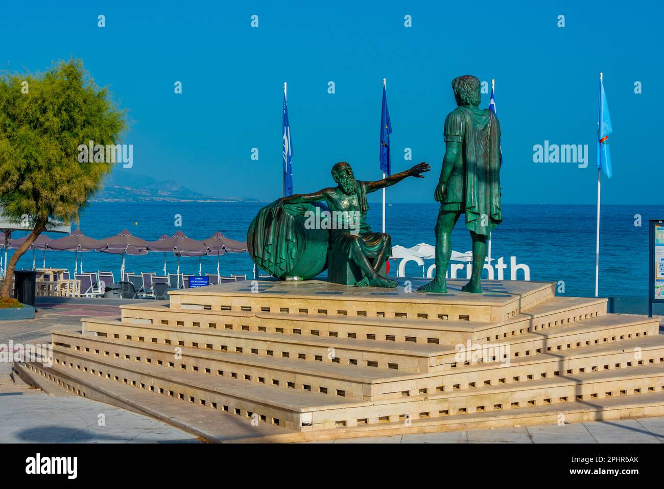Statue of Alexander the Great & Diogenes in Corinth, Greece Stock Photo ...