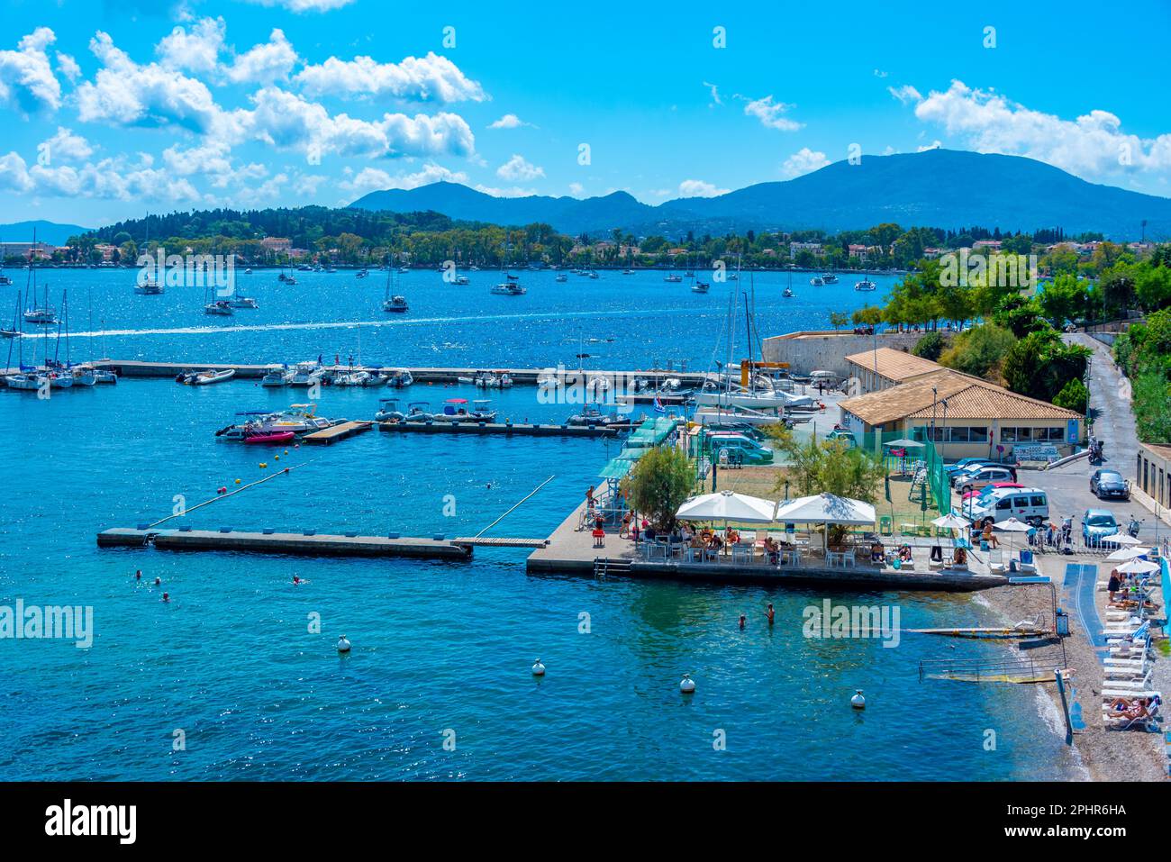Yachts mooring at the port of Corfu Greece Stock Photo - Alamy