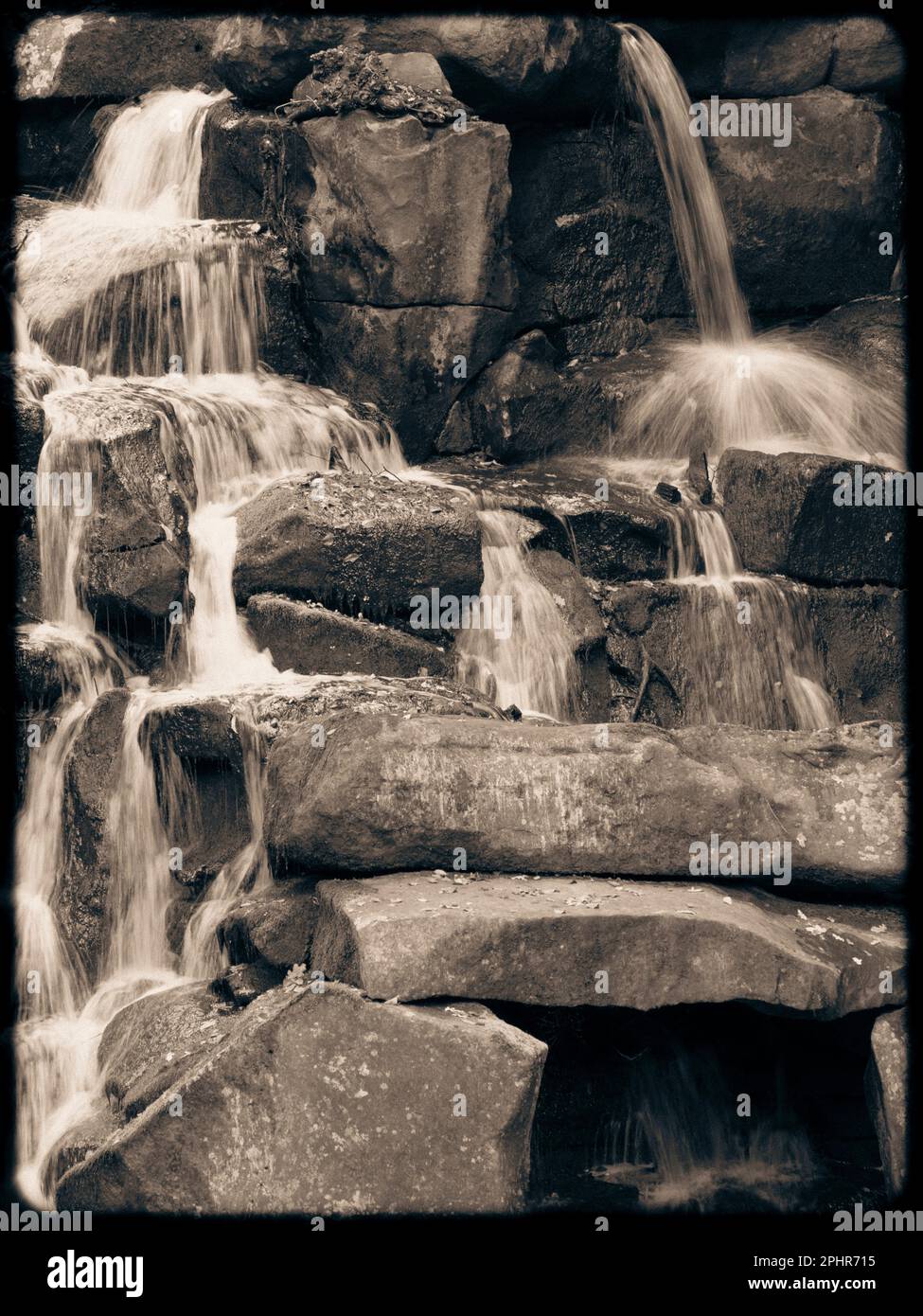 B&W Waterfall, Cascade Waterfalls, Windsor Great Park, Windsor, England ...