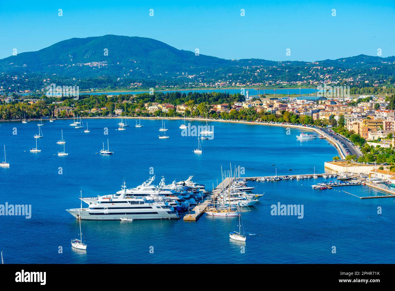 Yachts mooring at the port of Corfu Greece Stock Photo - Alamy