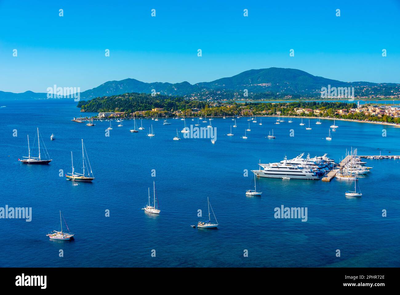 Yachts mooring at the port of Corfu Greece Stock Photo - Alamy