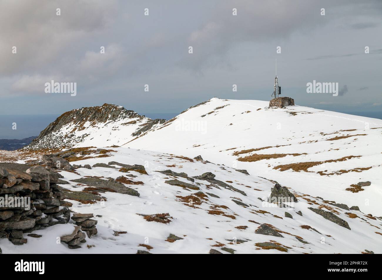 The Summit of Ben Stack on a wintery April day, It is classed as a Fiona which are the ...