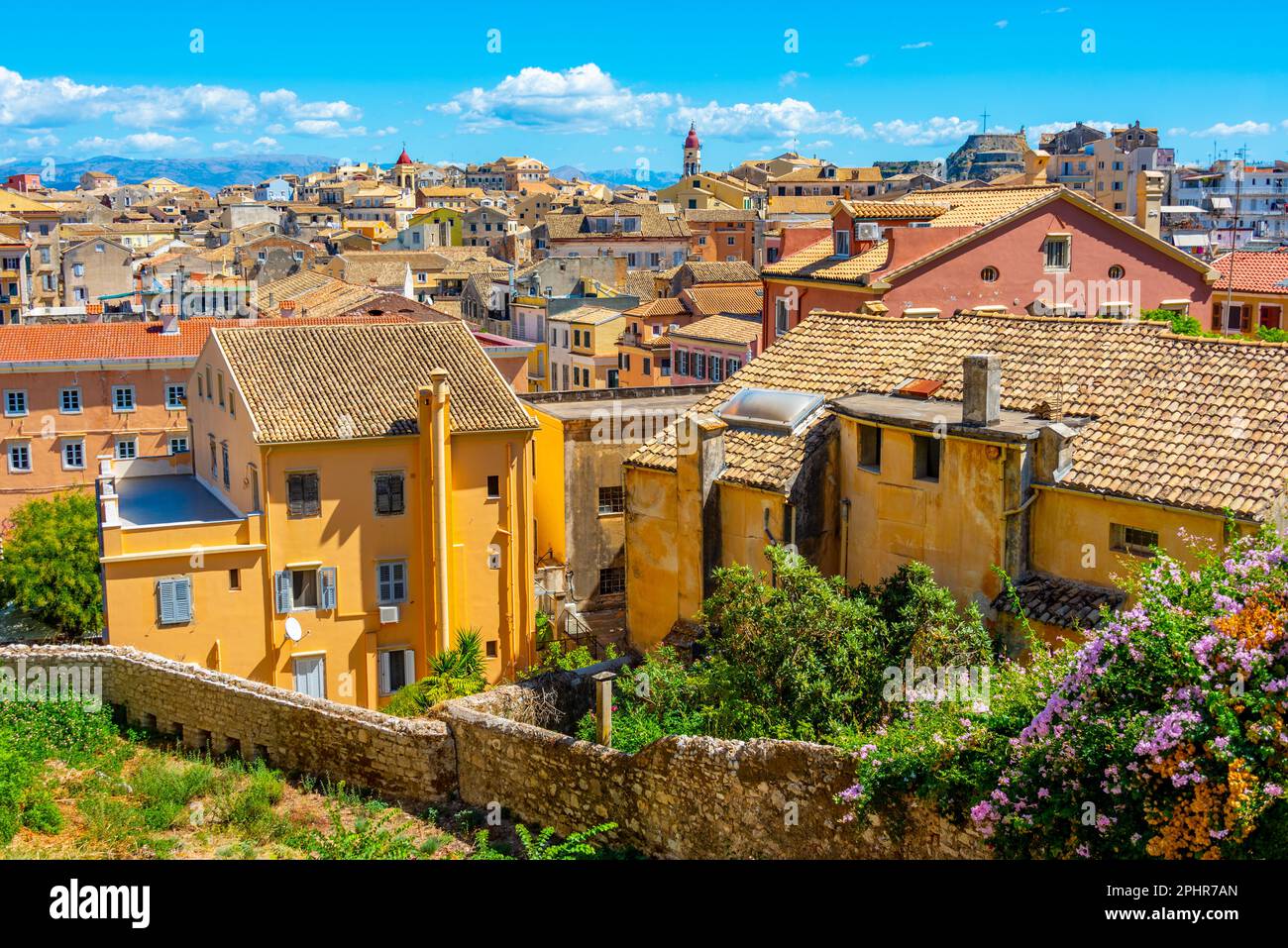 Rooftop view of Greek town Kerkyra Stock Photo - Alamy