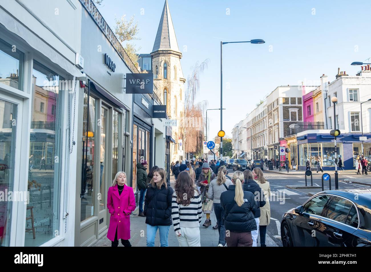 London- January 2023: Westbourne Grove high street shops in Notting ...
