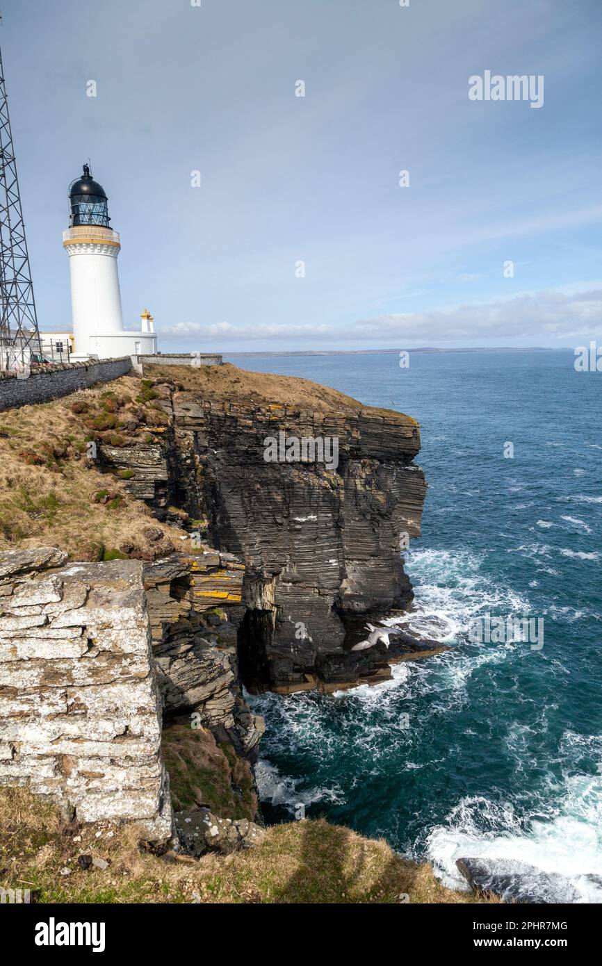 The Noss Head Lighthouse is an active 19th-century lighthouse near Wick ...