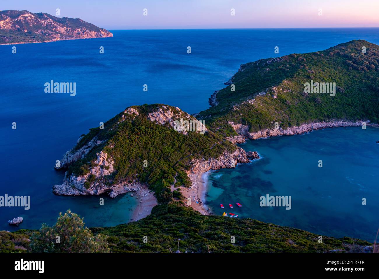 Sunset view of Porto Timoni beach at Greek island Corfu Stock Photo - Alamy