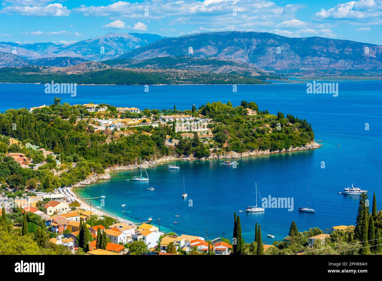 Panorama view of Kalami bay at Corfu island, Greece Stock Photo - Alamy