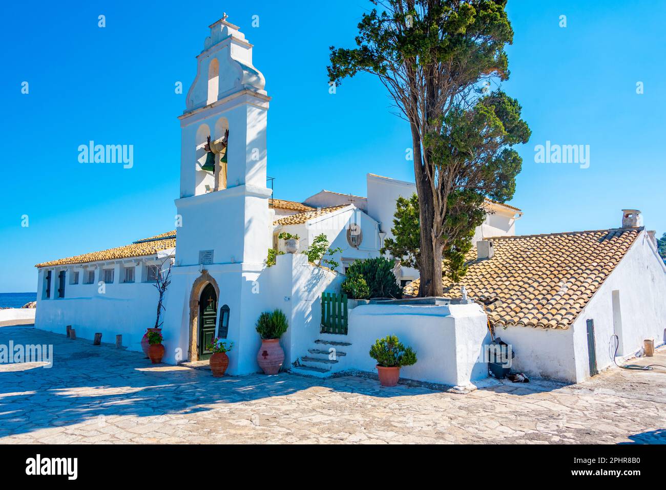 Holy Monastery of Panagia Vlacherna at Greek island Corfu Stock Photo ...