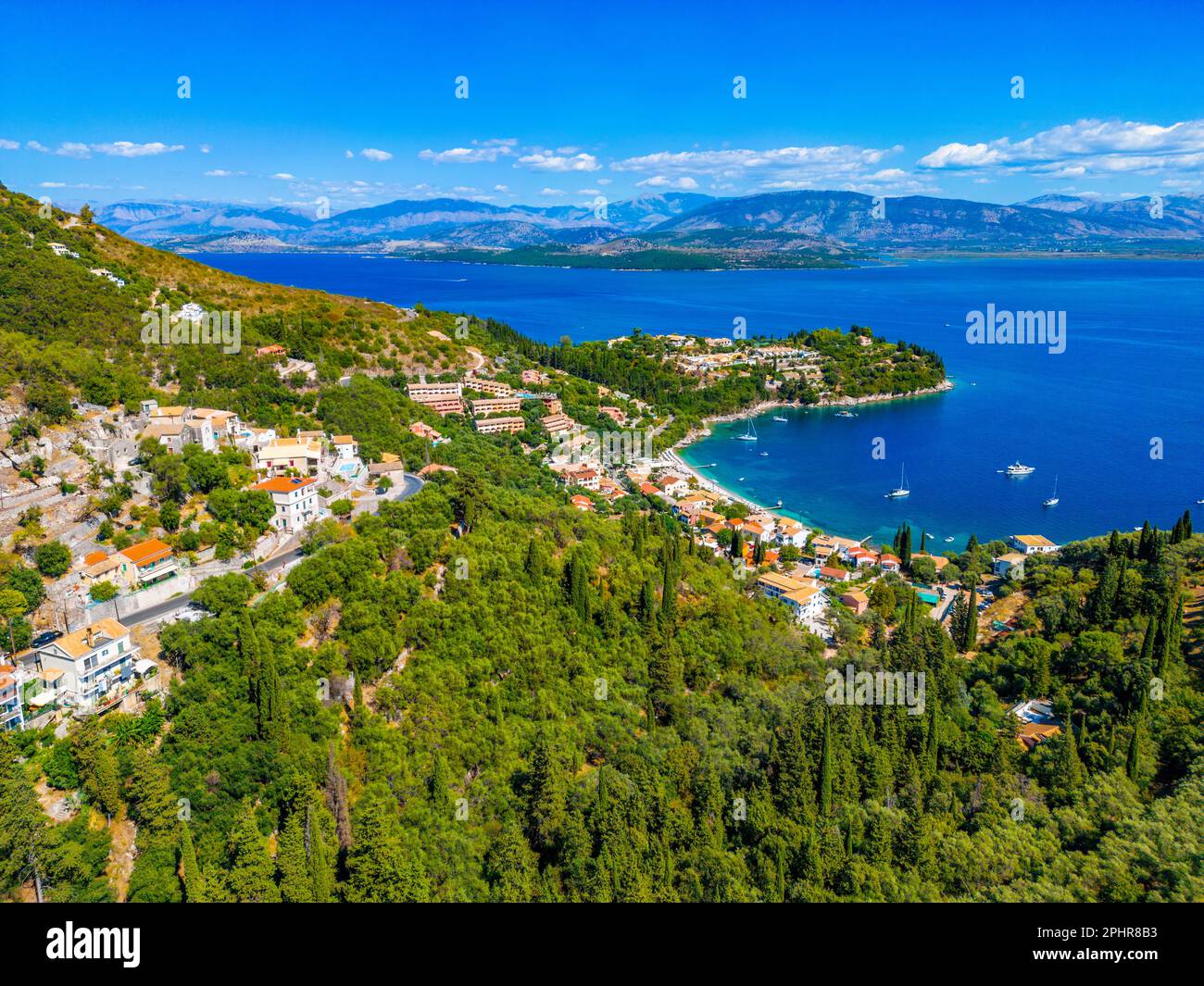 Panorama view of Kalami bay at Corfu island, Greece Stock Photo - Alamy