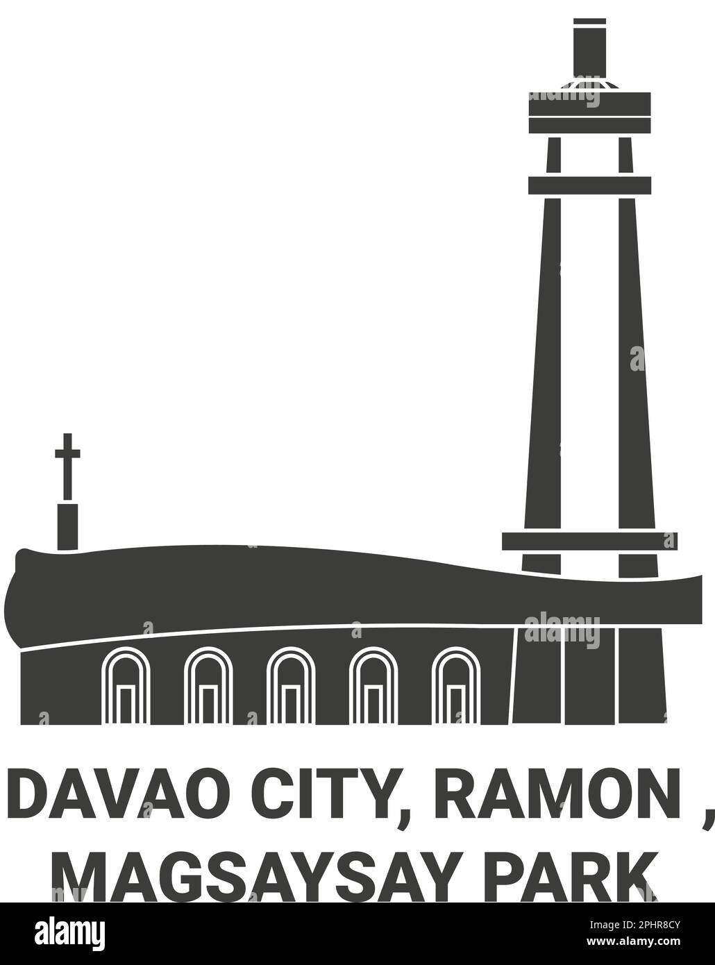 Philippines, Davao City, Ramon , Magsaysay Park travel landmark vector ...