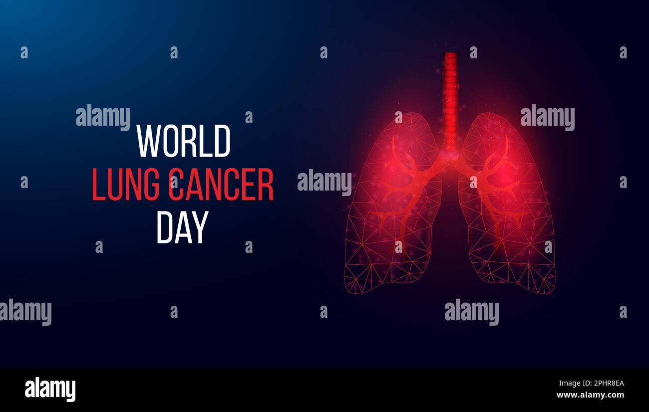 World Lung Cancer Day concept. Banner template with glowing low poly ...