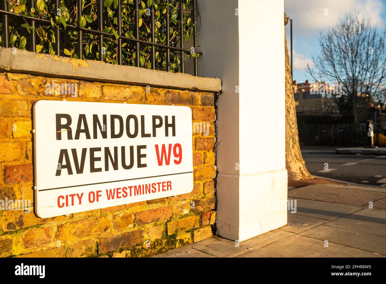London- January 2023: Randolph Avenue street sign in Maida Vale W9 west ...