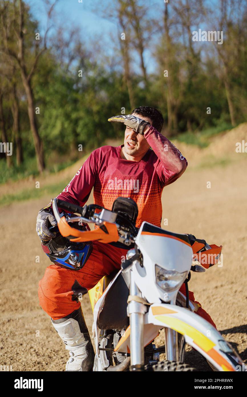 Motocross rider close up portrait Stock Photo - Alamy