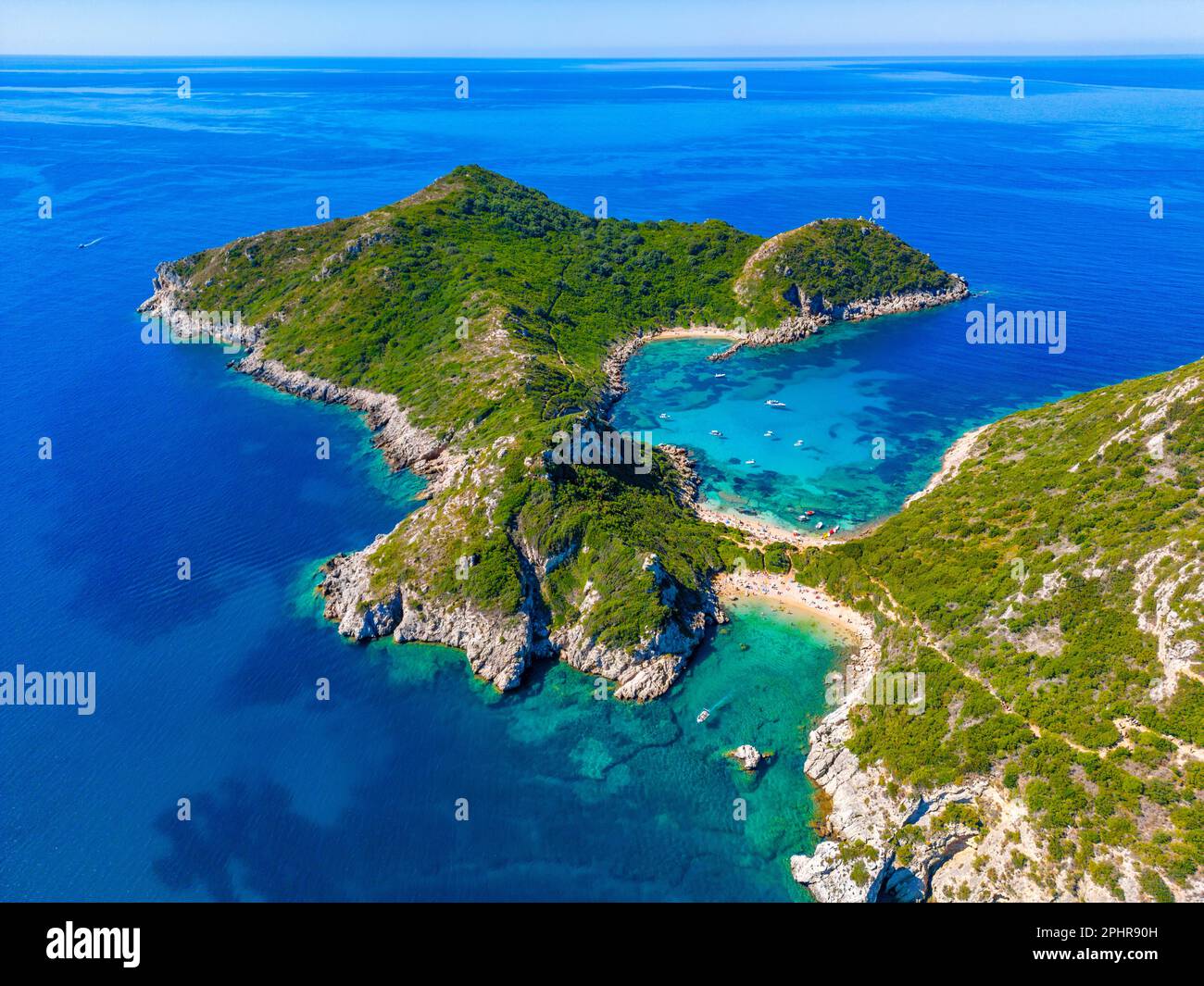 Panorama of Porto Timoni beach at Greek island Corfu Stock Photo - Alamy