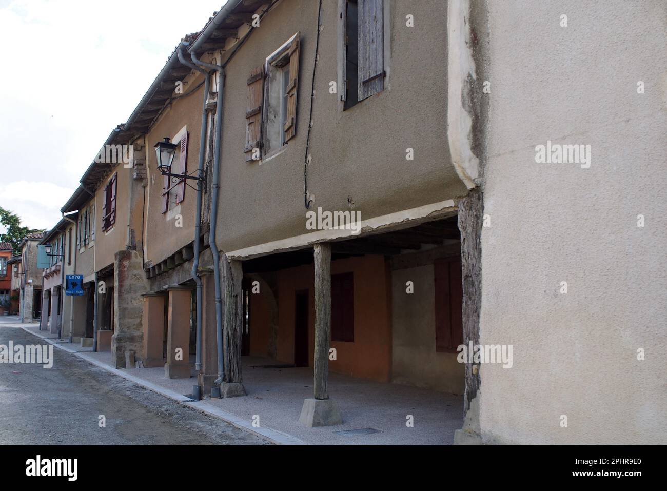 Rustic townhouses in the historic center of Lupiac, Gers, France Stock ...