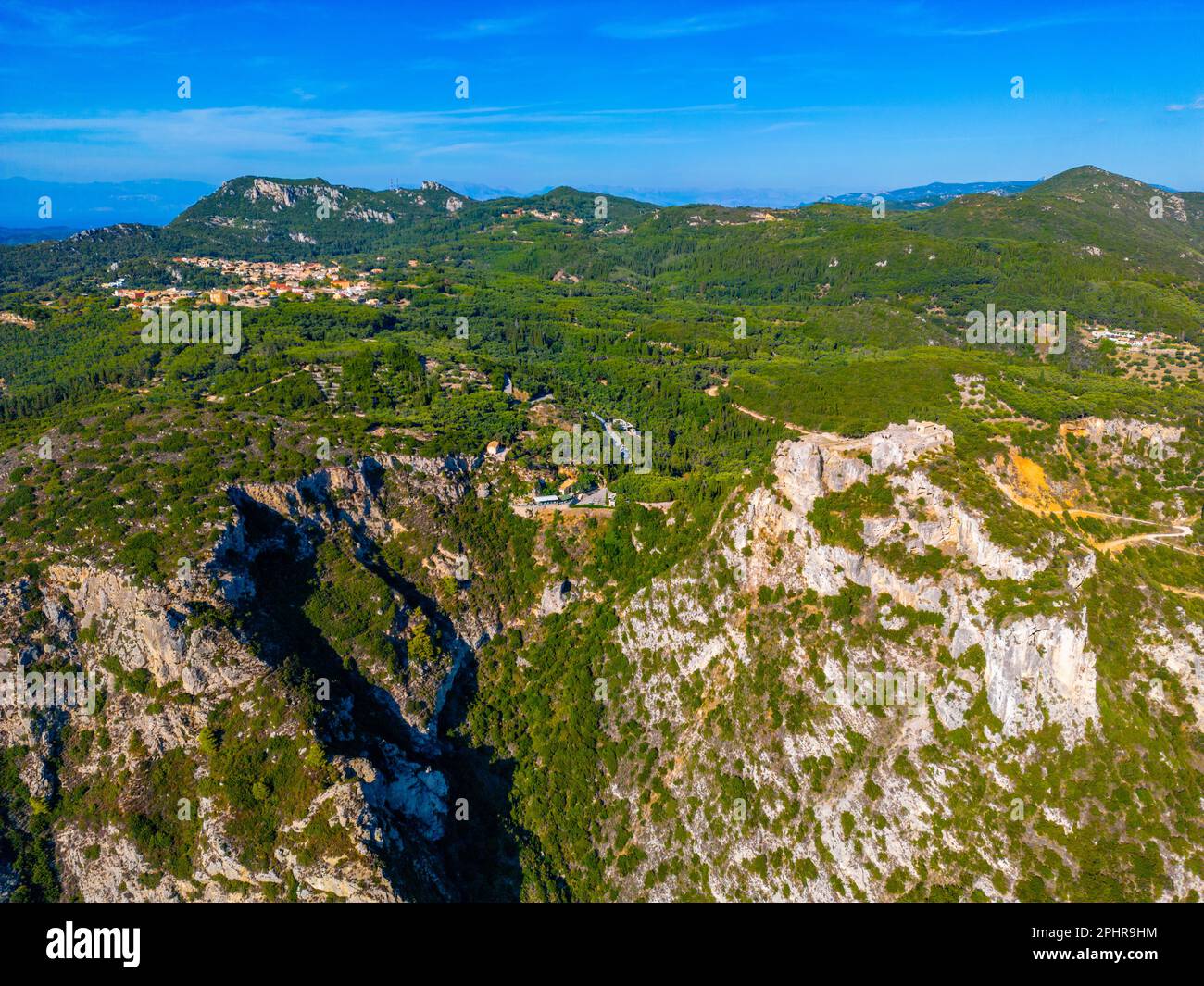 Landscape of Greek island Corfu and Angelokastro castle Stock Photo - Alamy