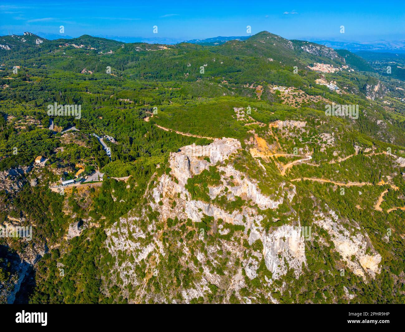 Landscape of Greek island Corfu and Angelokastro castle Stock Photo - Alamy