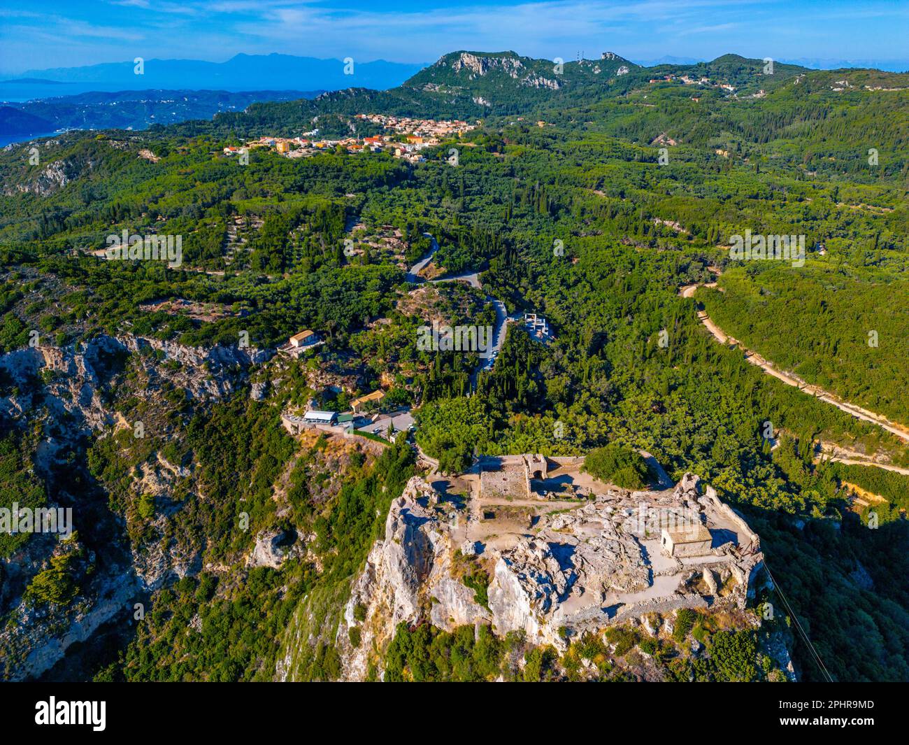 Landscape of Greek island Corfu and Angelokastro castle Stock Photo - Alamy