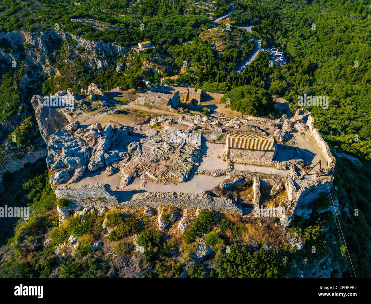 Landscape of Greek island Corfu and Angelokastro castle Stock Photo - Alamy