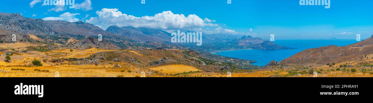 Panorama view of coastline of Southern Crete in Greece Stock Photo - Alamy