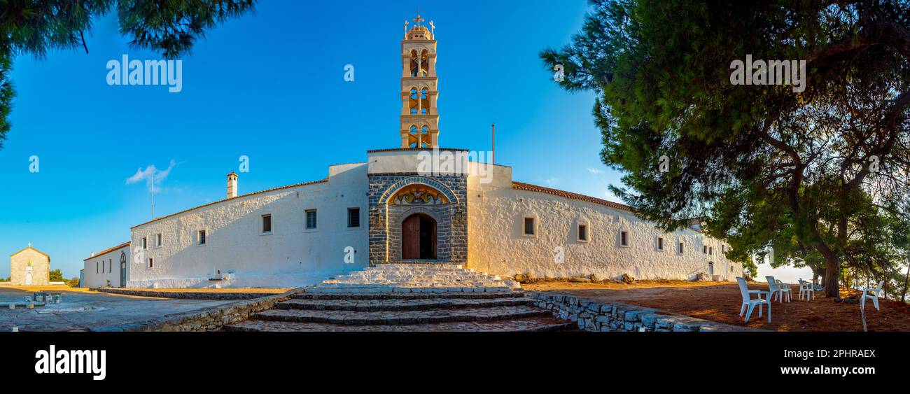 Prophet Elias Monastery at Hydra island in Greece Stock Photo - Alamy