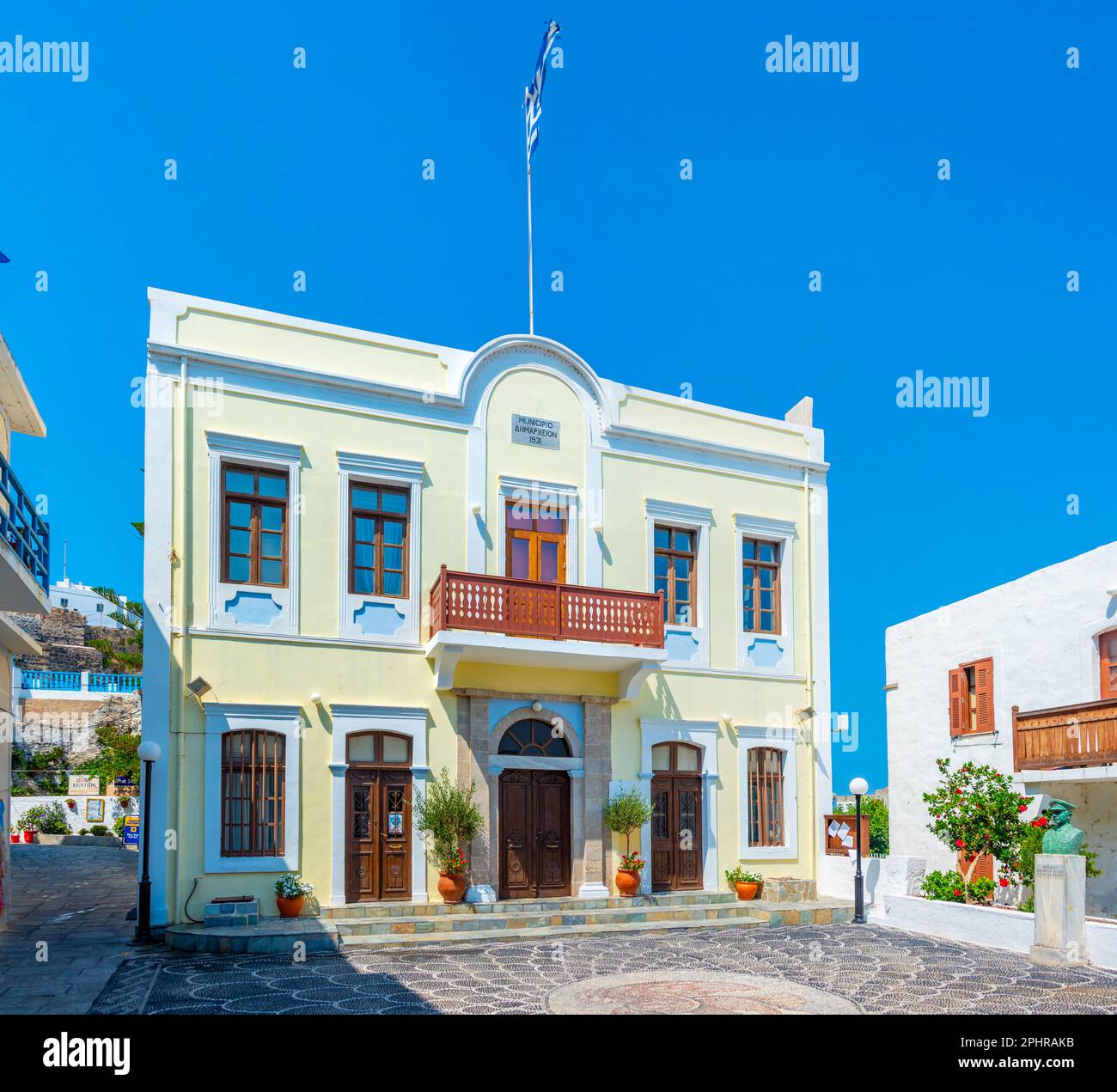 Colorful streets of Mandraki town at Greek island Nisyros Stock Photo ...