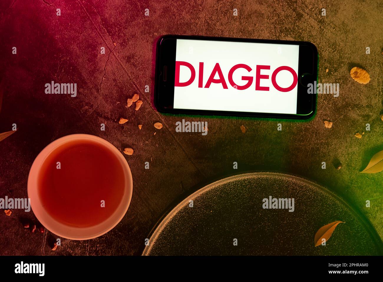 In this photo illustration, the Diageo logo is seen displayed on a ...