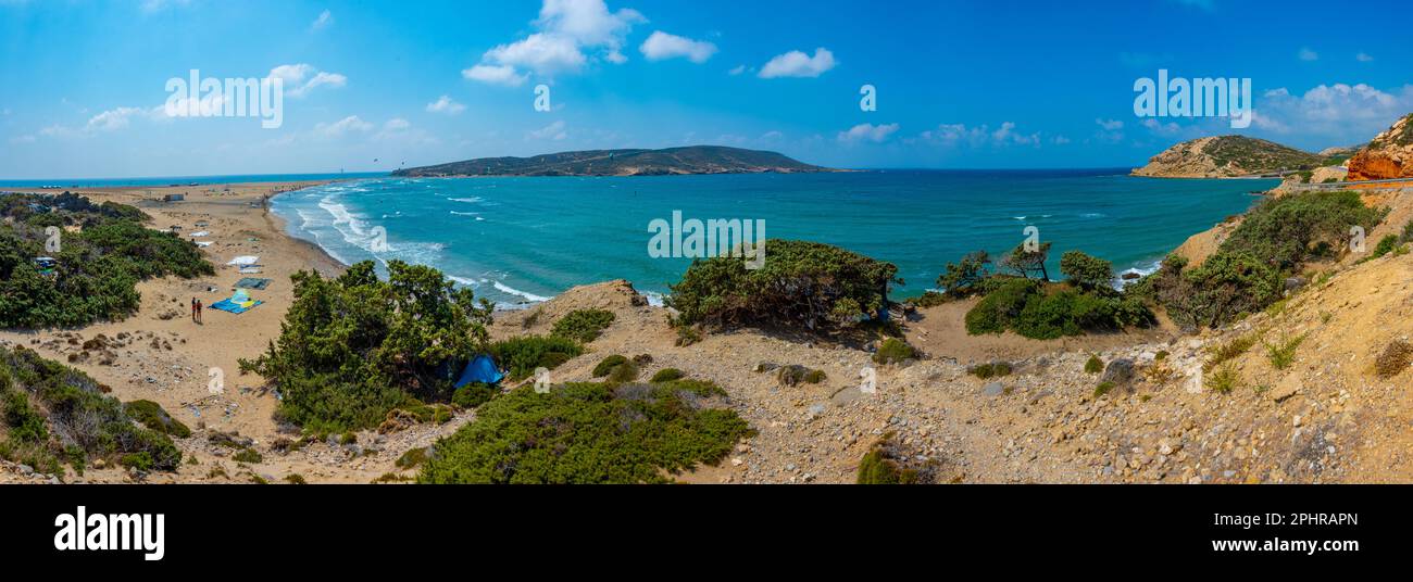 Panorama of Prasonisi beach at Greek island Rhodes Stock Photo - Alamy