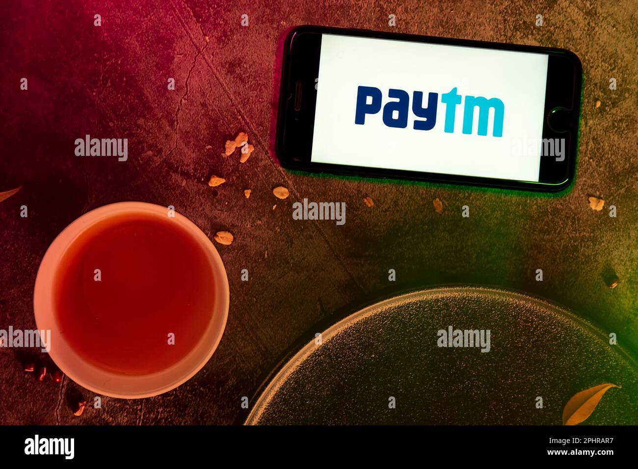 In this photo illustration, the Paytm logo is seen displayed on a ...