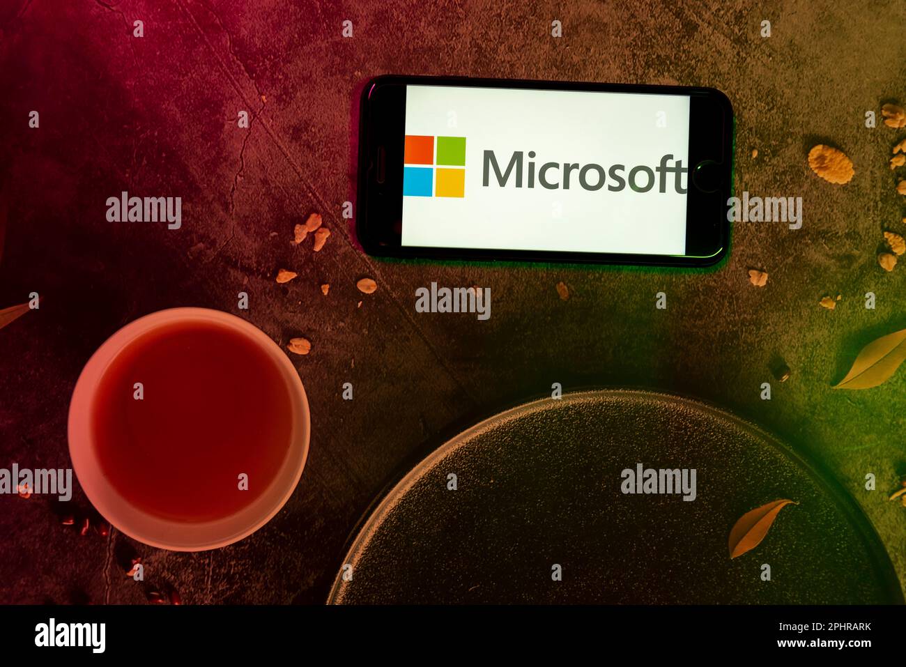In this photo illustration, the Microsoft logo is seen displayed on a ...