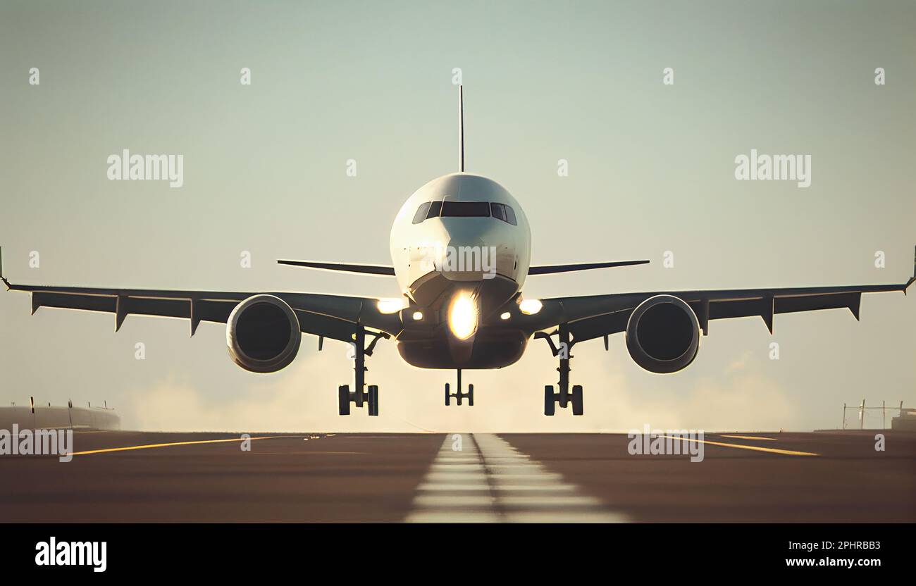 Airplane taking off from the airport Stock Photo - Alamy