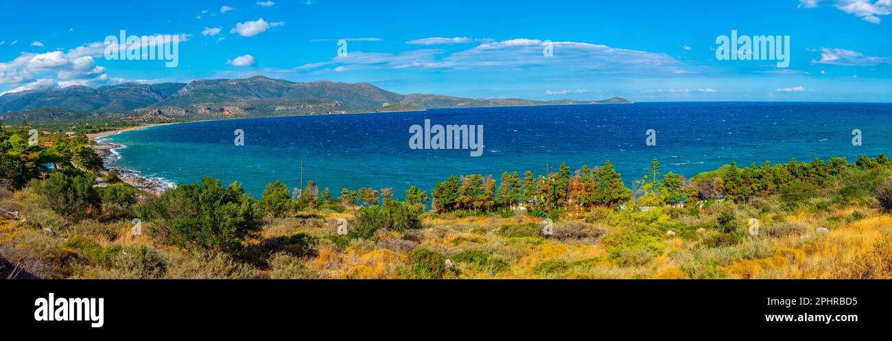 Panorama view of Pori beach at Peloponnese peninsula in Greece Stock ...