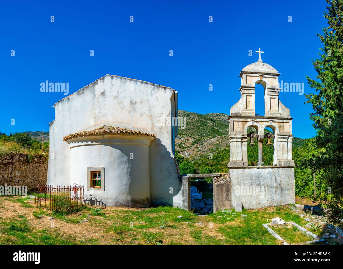 Church in Greek village Old perithia at island Corfu Stock Photo - Alamy
