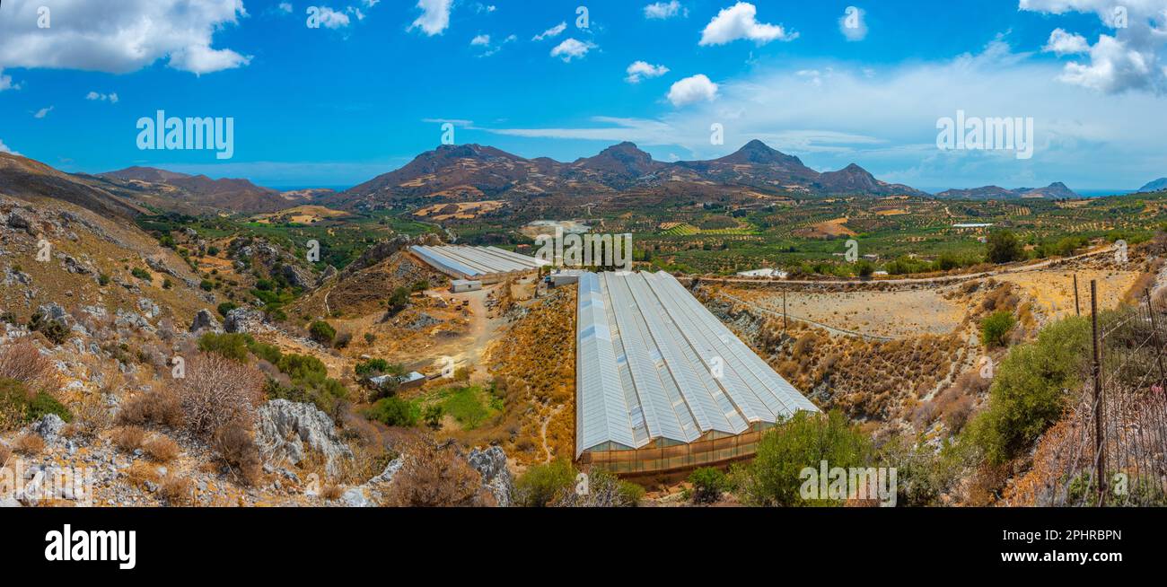 Panorama view of agricultural landscape near Asomatos and Lefkogeia ...
