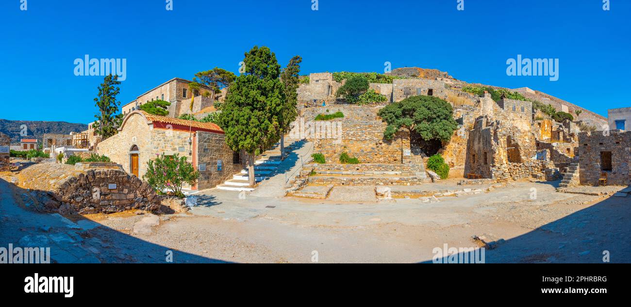Old buildings at Spinalonga Fortress at Greek island Crete Stock Photo ...