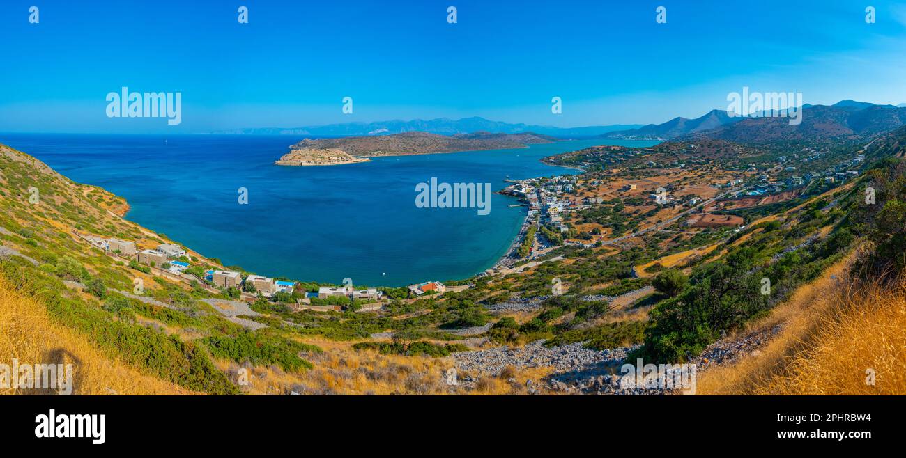 Panorama view over Spinalonga island at Crete, Greece Stock Photo - Alamy
