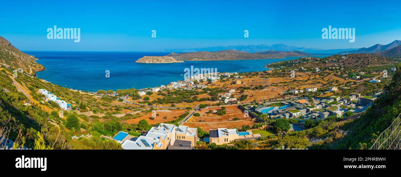 Panorama view over Spinalonga island at Crete, Greece Stock Photo - Alamy