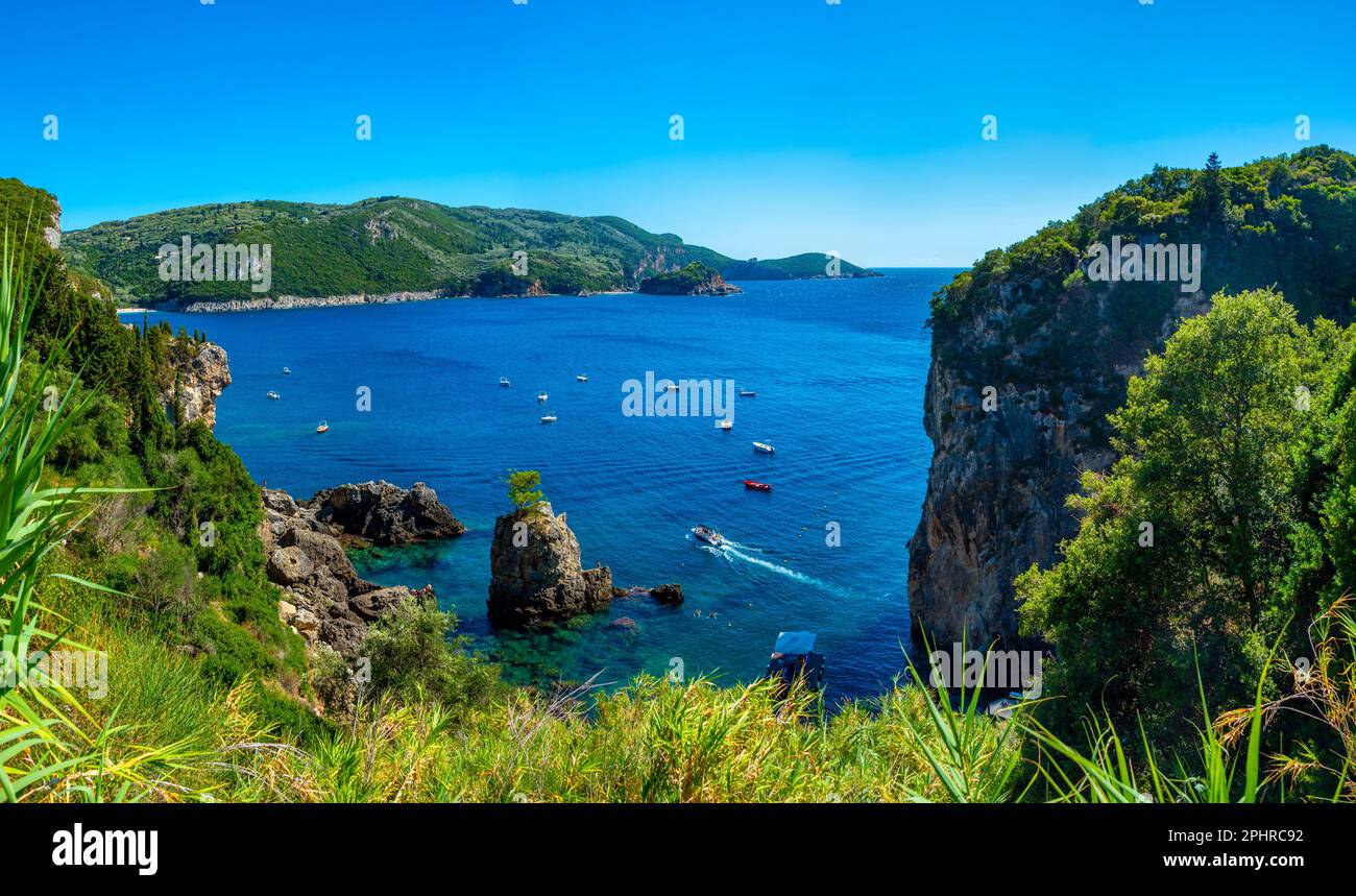 La Grotta beach at Greek island Corfu Stock Photo - Alamy