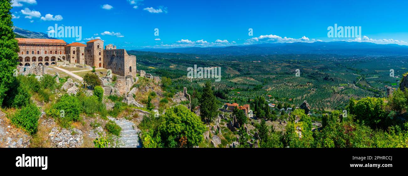 Palace of Byzantine Emperors of Mystras archaeological site in Greece ...