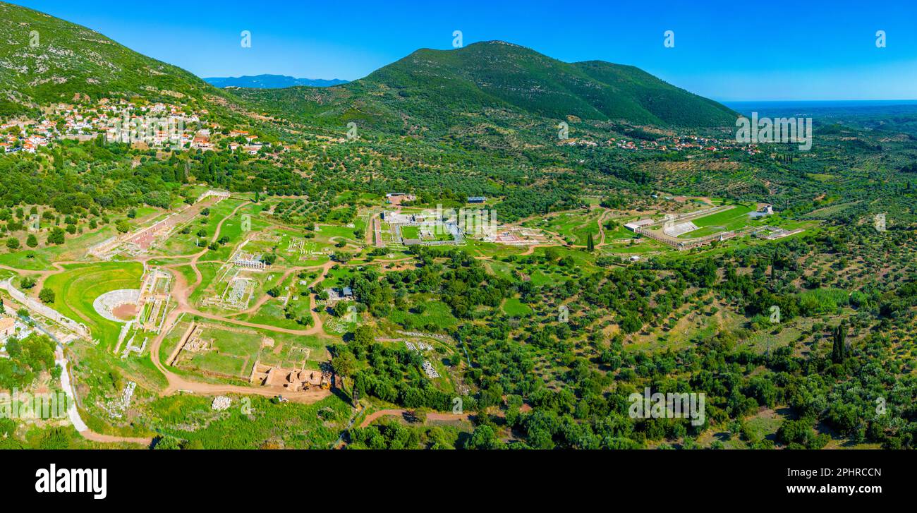 Panorama view of Archaeological Site of Ancient Messini in Greece Stock ...