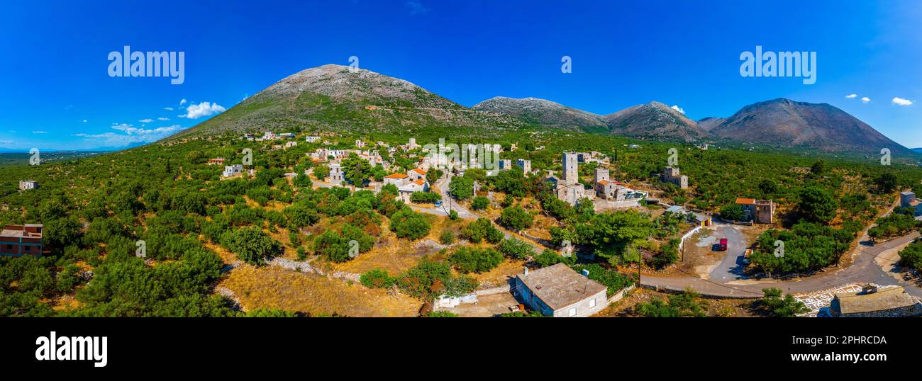 Aerial view of Mina village at Peloponnese peninsula in Greece Stock ...
