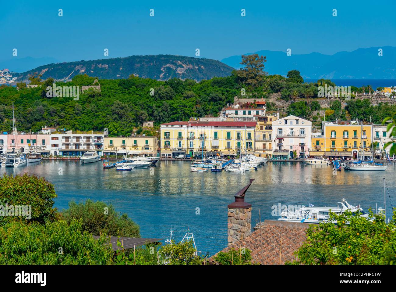 Aerial view of Porto d'Ischia town at Ischia island, Italy Stock Photo ...