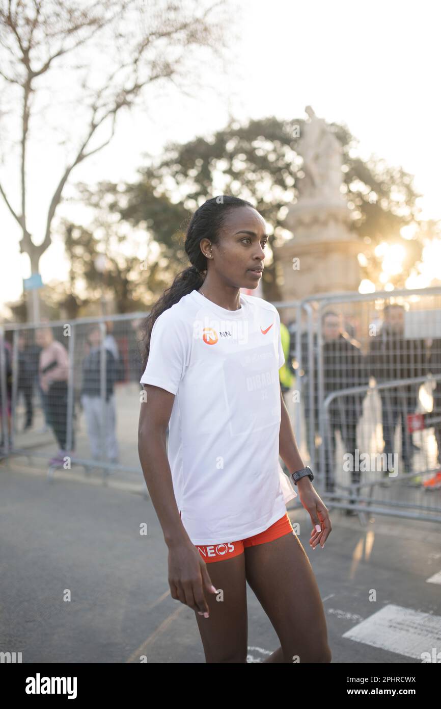 Genzebe Dibaba in the 2023 Barcelona Half Marathon Stock Photo - Alamy