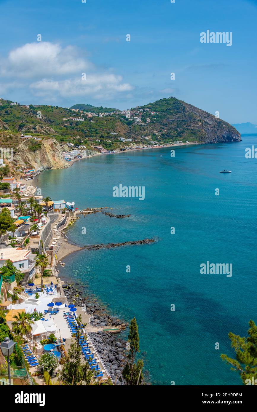 Seaside view of Spiaggia dei Maronti at Ischia island, Italy Stock ...