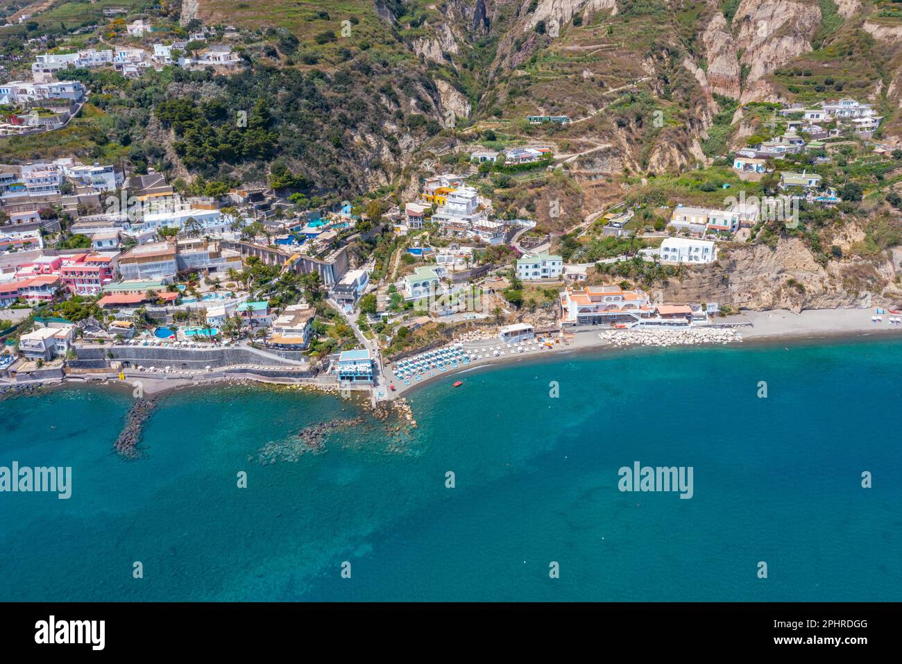 Seaside view of Spiaggia dei Maronti at Ischia island, Italy Stock ...
