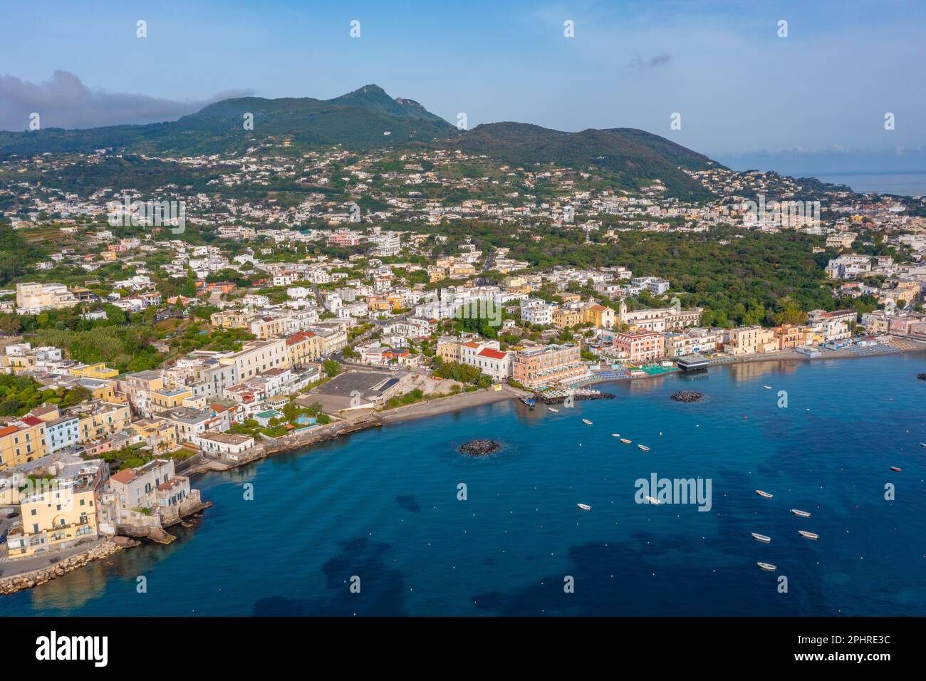 Seaside view of Porto d'Ischia town at Ischia island, Italy Stock Photo ...