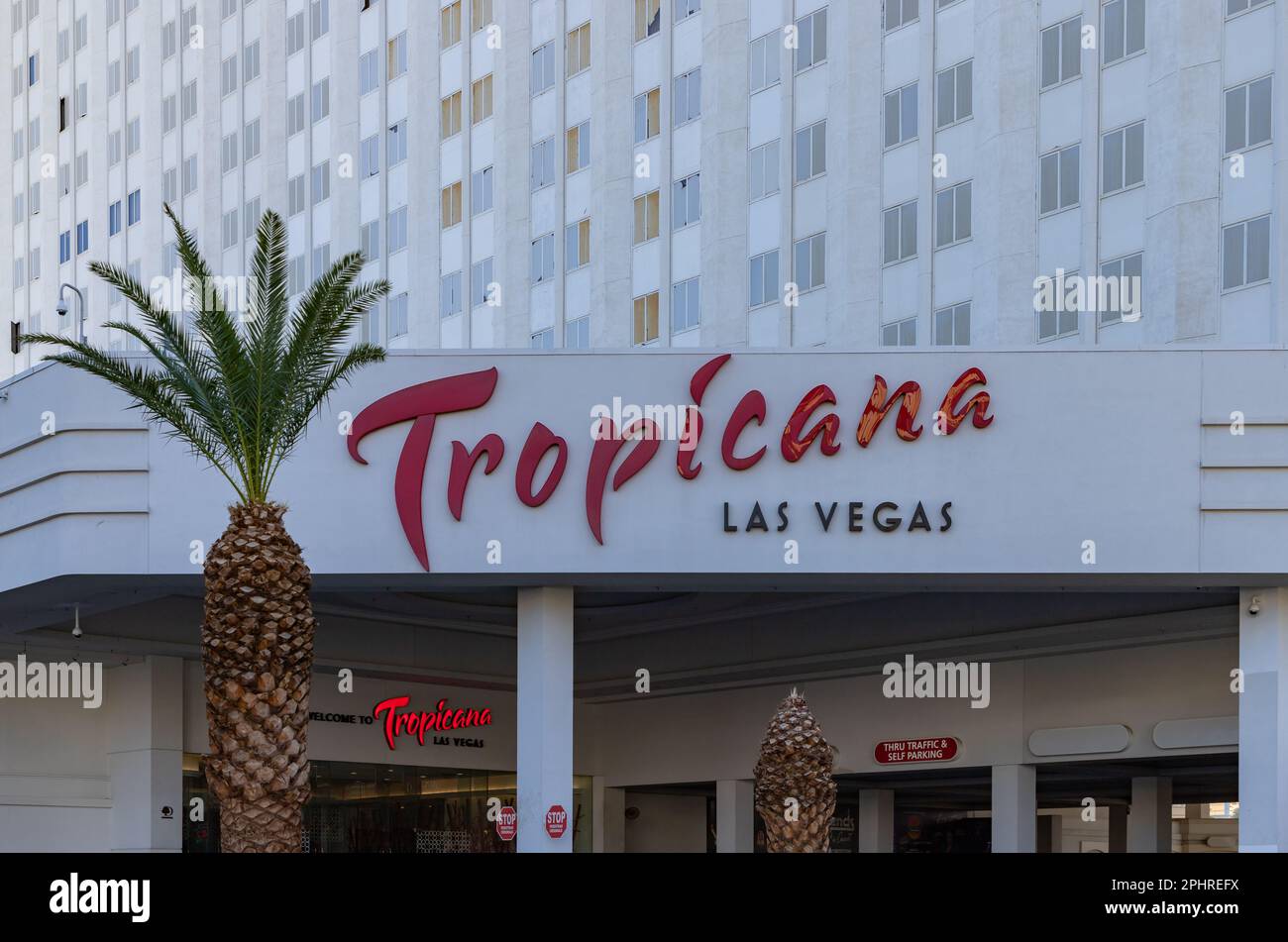 A picture of the sign at the Tropicana Las Vegas - a DoubleTree by Hilton Hotel Stock Photo - Alamy