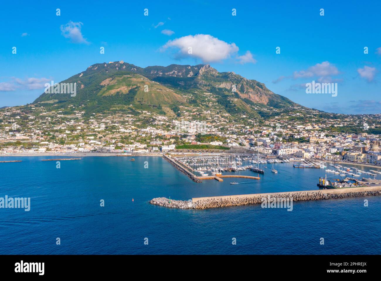 Monte Epomeo over Italian city Forio at Ischia island Stock Photo - Alamy